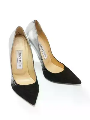 JIMMY CHOO Metallic Leather Pointed Toe Stiletto Heels
