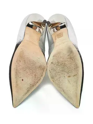 JIMMY CHOO Metallic Leather Pointed Toe Stiletto Heels