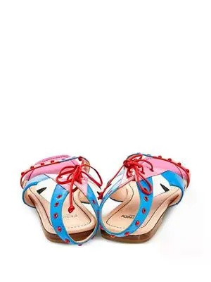 Fendi Colourblock Studded Lace-up Sandals
