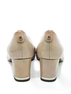 STUART WEITZMAN Leather Pointed Toe High Block Heel Pumps