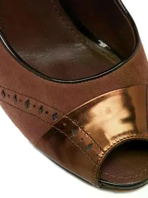 LOUIS VUITTON Suede Calf Leather Peep-toe Pumps