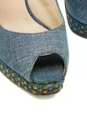 JIMMY CHOO 120mm Studded Denim Slingback Sandals