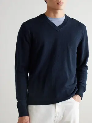 ALLUDE V-neck Cashmere Sweater - Blue