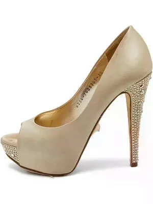 GINA 125mm Crystal-embellished Open-toe Pumps
