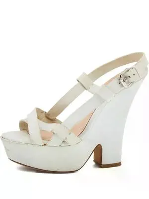 Celine Leather Strappy Platform Wedge Sandals