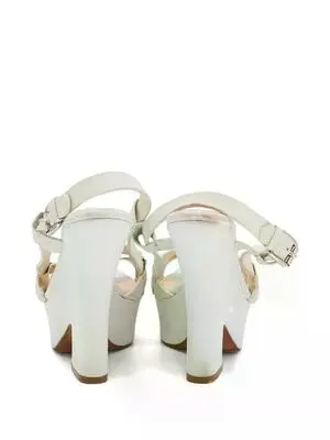 Celine Leather Strappy Platform Wedge Sandals