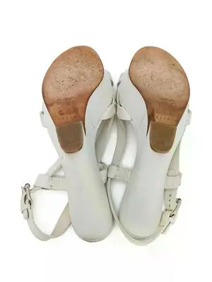 Celine Leather Strappy Platform Wedge Sandals