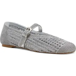 STUART WEITZMAN Leora Metallic Mary Jane Flat - Silver