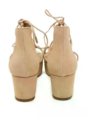 AQUAZZURA Beige Suede Lace-up Wedge Sandals
