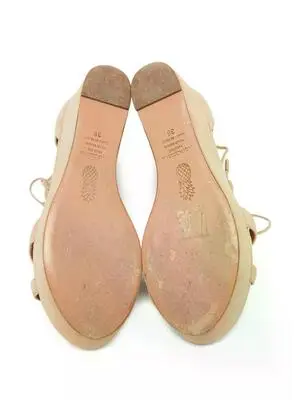 AQUAZZURA Beige Suede Lace-up Wedge Sandals