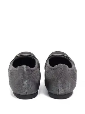 STUART WEITZMAN Perforated Leather Loafers With Crystal Embellishment