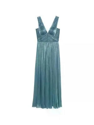 Costarellos V-neck Pleated Dress