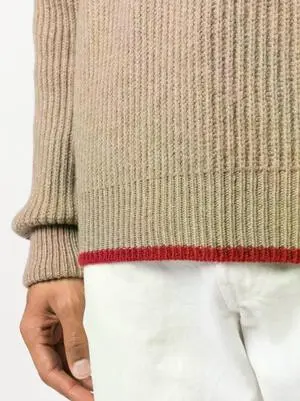 FAY Ribbed-knit Roll-neck Sweatshirt - Brown