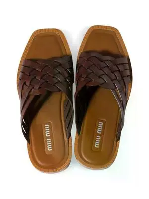 Miu Miu Woven Leather Slides