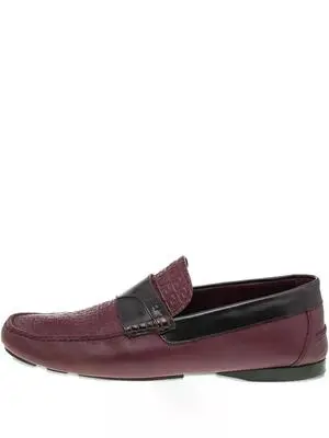 Versace Monogram Embossed Leather Loafers