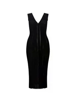 Elisabetta Franchi Knit V-neck Midi Dress - Black