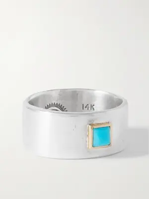 PEYOTE BIRD Azul Sterling 14-karat Gold And Turquoise Ring - Silver