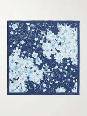 Blue Blue Japan Sakura Kaza Printed Cotton-voile Bandana