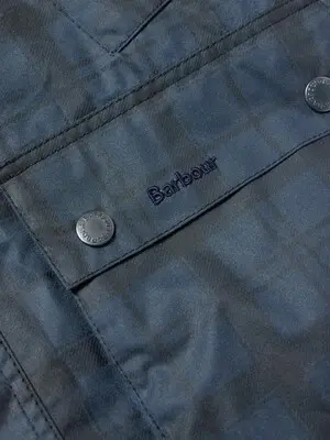 Barbour Ambleside Checked Waxed-cotton Jacket With Corduroy Collar - Blue