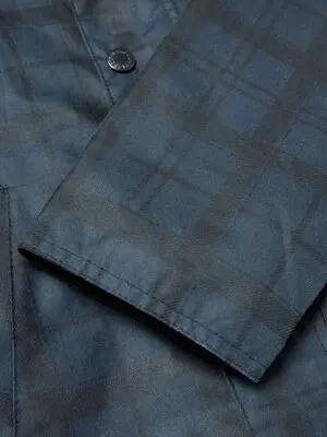 Barbour Ambleside Checked Waxed-cotton Jacket With Corduroy Collar - Blue