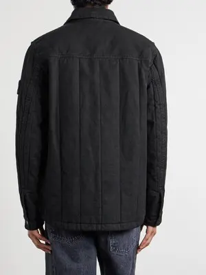 Stone Island Ghost Appliquéd Padded Cotton And Linen-blend Primaloft® Overshirt