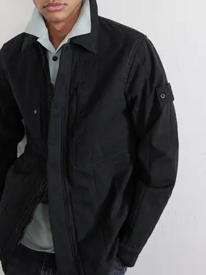Stone Island Ghost Appliquéd Padded Cotton And Linen-blend Primaloft® Overshirt