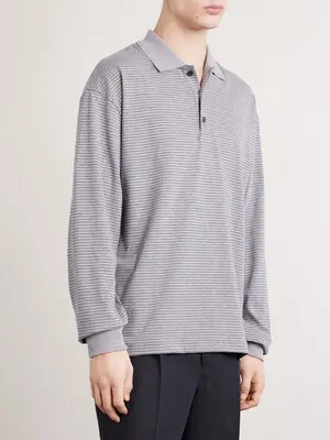 ATON Striped Suvin Cotton-jersey Polo Shirt