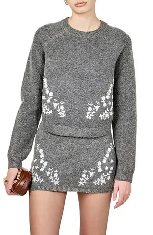 Endless Rose Floral Embroidered Crewneck Sweater