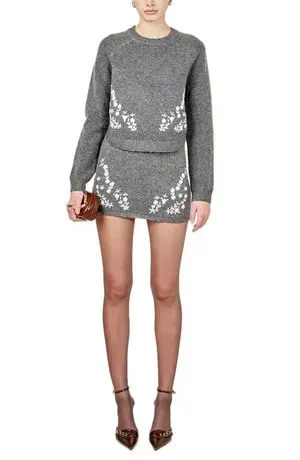 Endless Rose Floral Embroidered Crewneck Sweater
