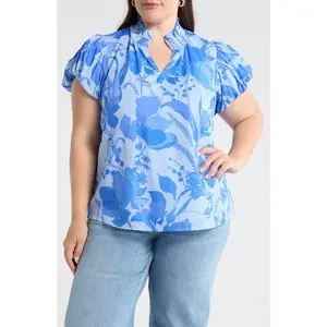 SUGARLIPS Floral Print Cotton Top - Light-blue-multi