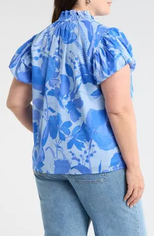 SUGARLIPS Floral Print Cotton Top - Light-blue-multi
