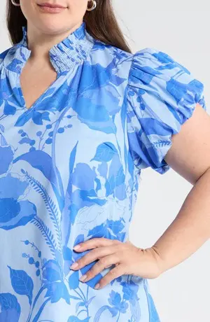 SUGARLIPS Floral Print Cotton Top - Light-blue-multi