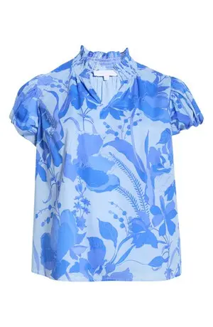 SUGARLIPS Floral Print Cotton Top - Light-blue-multi