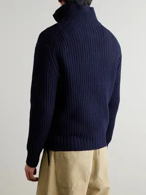 Mr P. Ribbed Wool And Cashmere-blend Half-zip Sweater