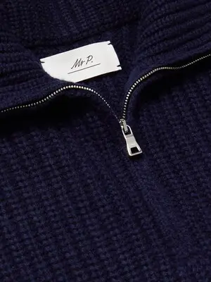 Mr P. Ribbed Wool And Cashmere-blend Half-zip Sweater