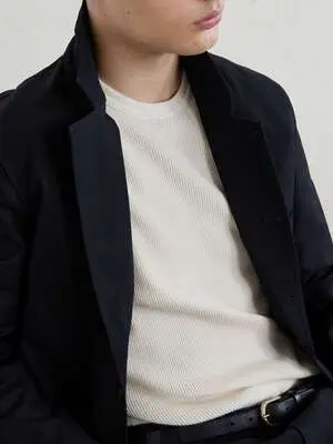 AARON LEVINE Waffle-knit Cotton Sweater