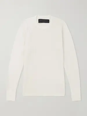 AARON LEVINE Waffle-knit Cotton Sweater - Neutrals
