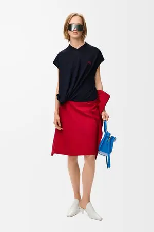 Loewe Cotton And Silk Gabardine Skirt - Red