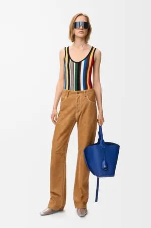 Loewe Trousers In Suede Goatskin - Camel