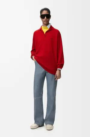 Loewe Polo Sweater In Cashmere And Silk Blend - Red