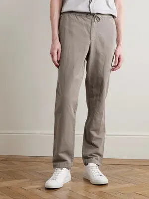 Mr P. Straight-leg Cotton And Linen-blend Twill Trousers - Brown