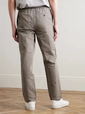 Mr P. Straight-leg Cotton And Linen-blend Twill Trousers - Brown