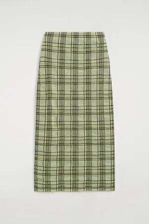 Cos Checked Cotton-jacquard Midi Skirt - Green