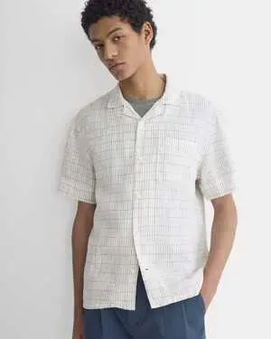 Everlane Linen Resort Shirt - Bone Plaid
