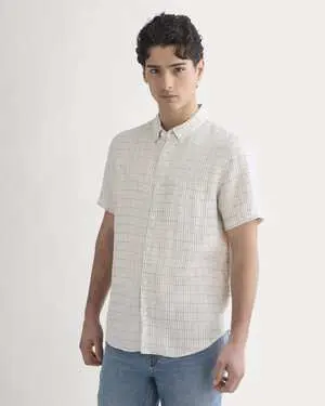 Everlane Classic Short-sleeve Shirt, Linen Size - Bone Plaid