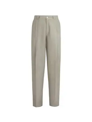 Brunello Cucinelli Cotton And Linen Panama Trousers With Pleat