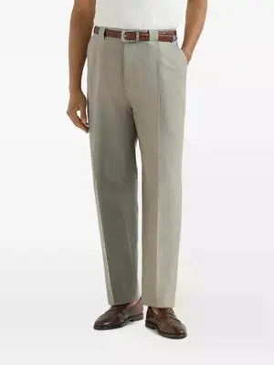 Brunello Cucinelli Cotton And Linen Panama Trousers With Pleat