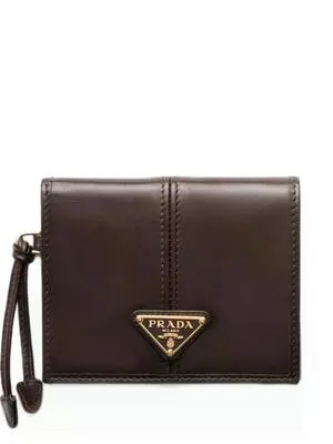 Prada Logo-plaque Leather Wallet Brown