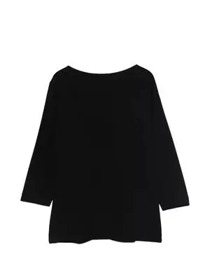 CLIPS V-neck Gathered T-shirt - Black