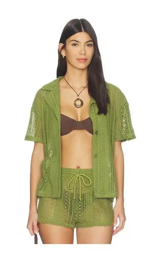 ALL THE WAYS Rosie Button Up Top - Olive